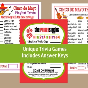 Cinco De Mayo Trivia Party Game, Mexican Party Games, Fun Cinco De Mayo ...