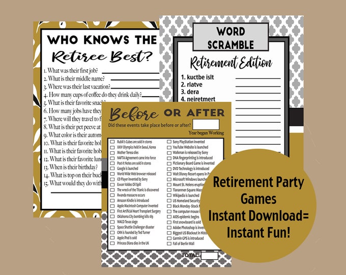 Retirement Games Retirement Party Retirement Trivia Retiree - Etsy