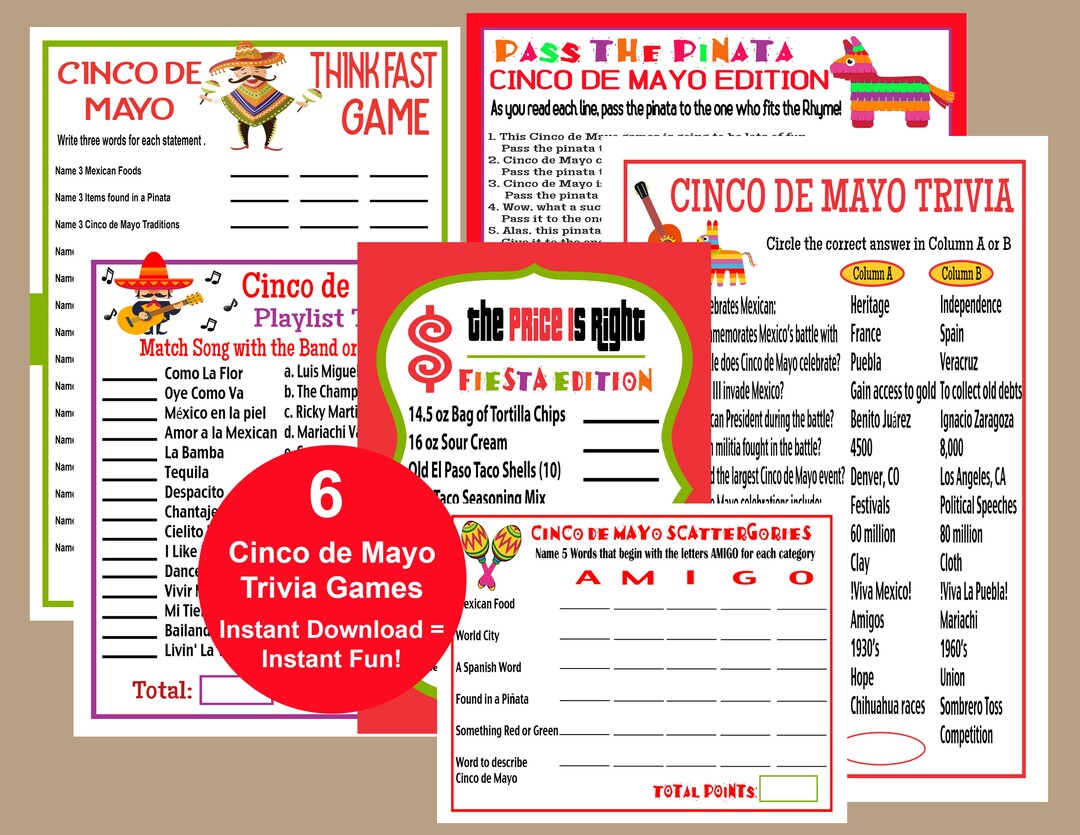 Cinco De Mayo Trivia Party Game, Mexican Party Games, Fun Cinco De Mayo ...