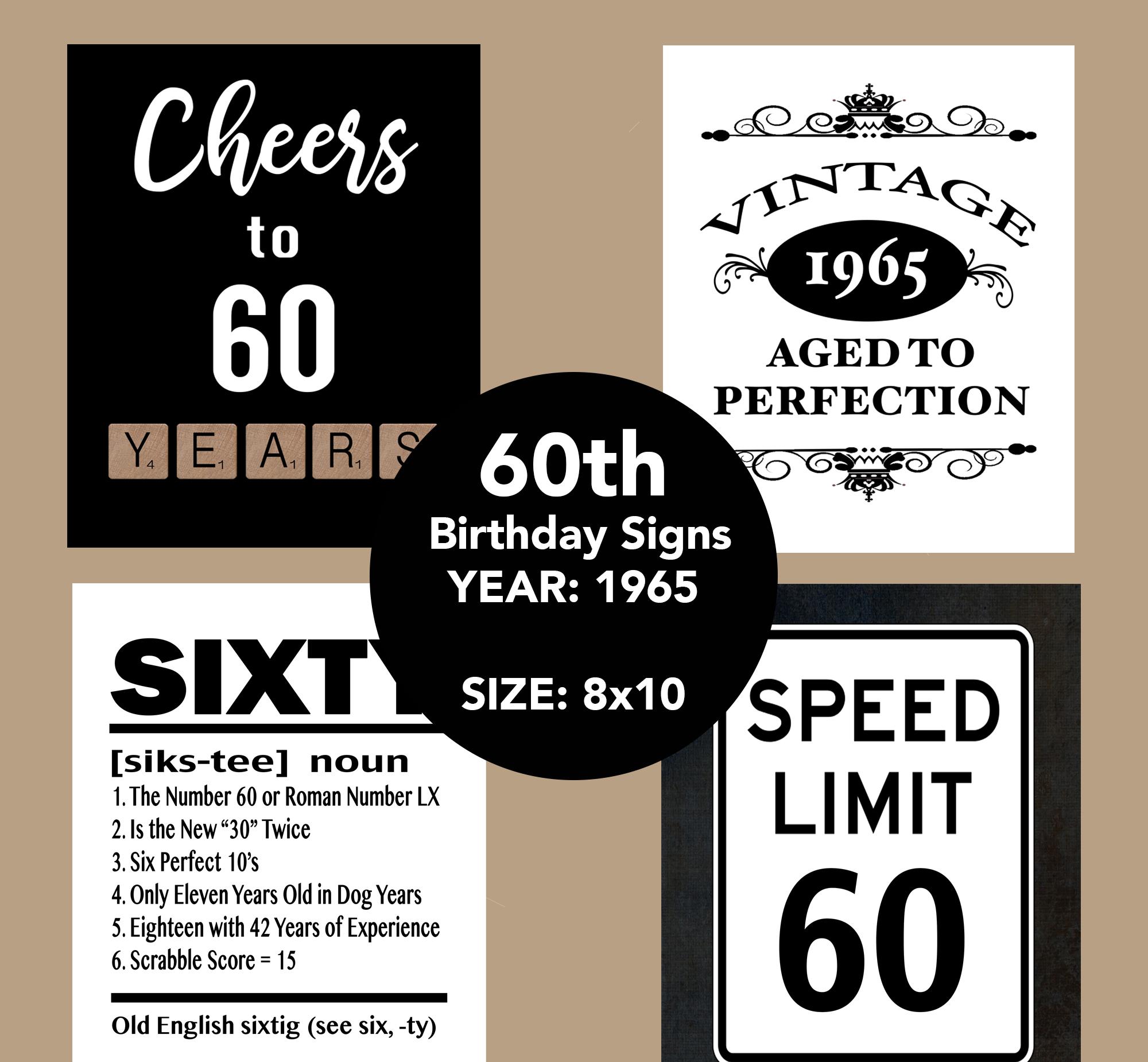 60th Birthday Signs, 60 Birthday Party Decorations, 60th Birthday ...