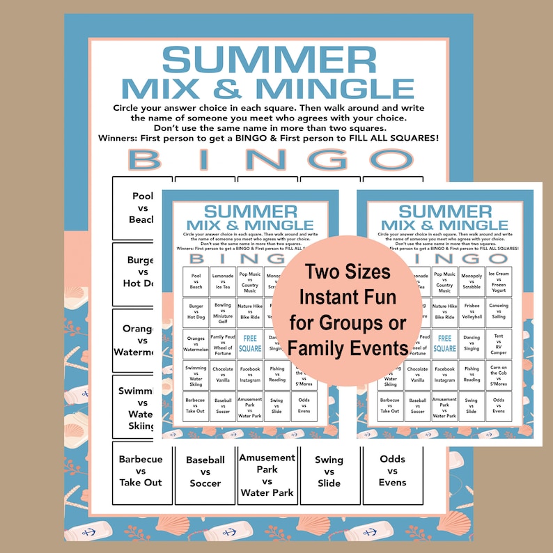 Icebreaker Bingo, Mix and Mingle Icebreaker, Summer Group Game, Teen ...