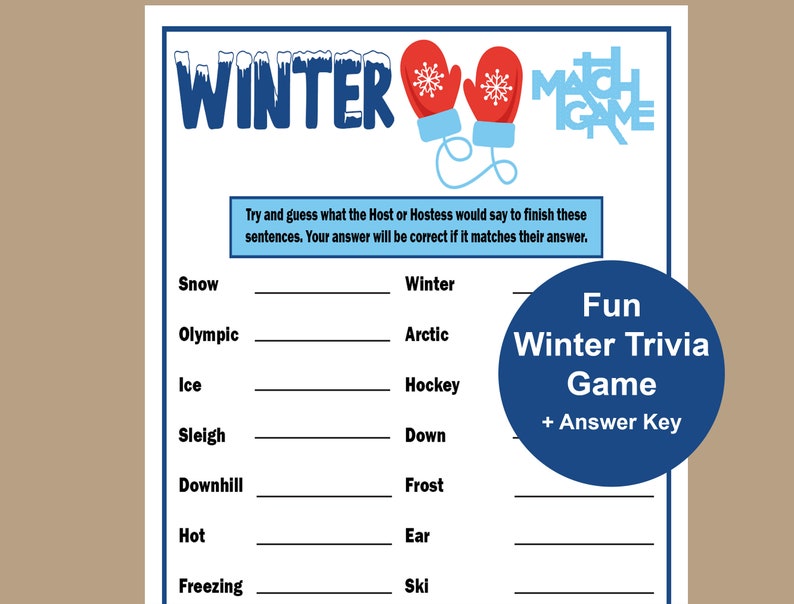 Winter Trivia Game, Winter Finish the Phrase Game, Winter Icebreaker ...