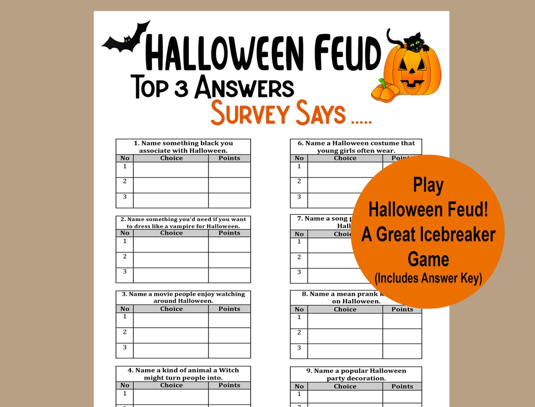 Halloween Game, Halloween Feud, Halloween Party Game, Fun Halloween ...