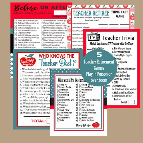 Retirement Games Teacher Retirement Party Retirement Trivia - Etsy