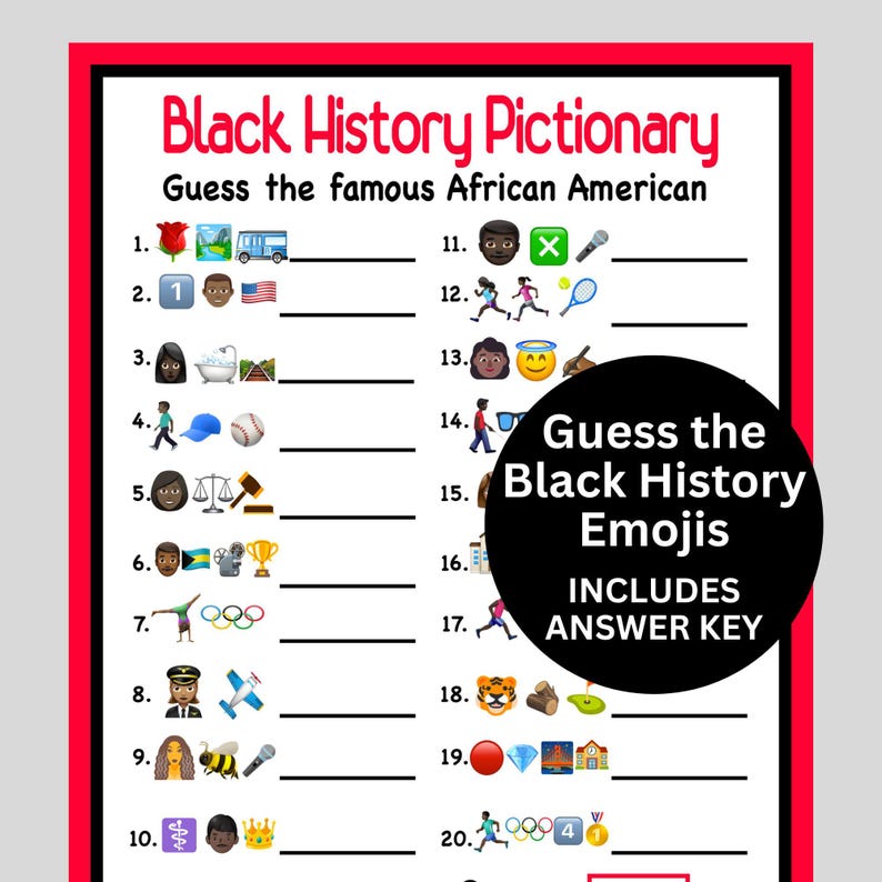 Black History Emojis Game, Black History Trivia Pictionary Game ...