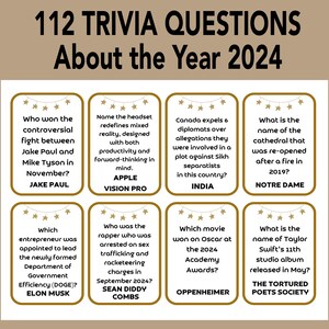 2024 New Years Trivia Game, New Years Eve Trivia Game, Printable New ...