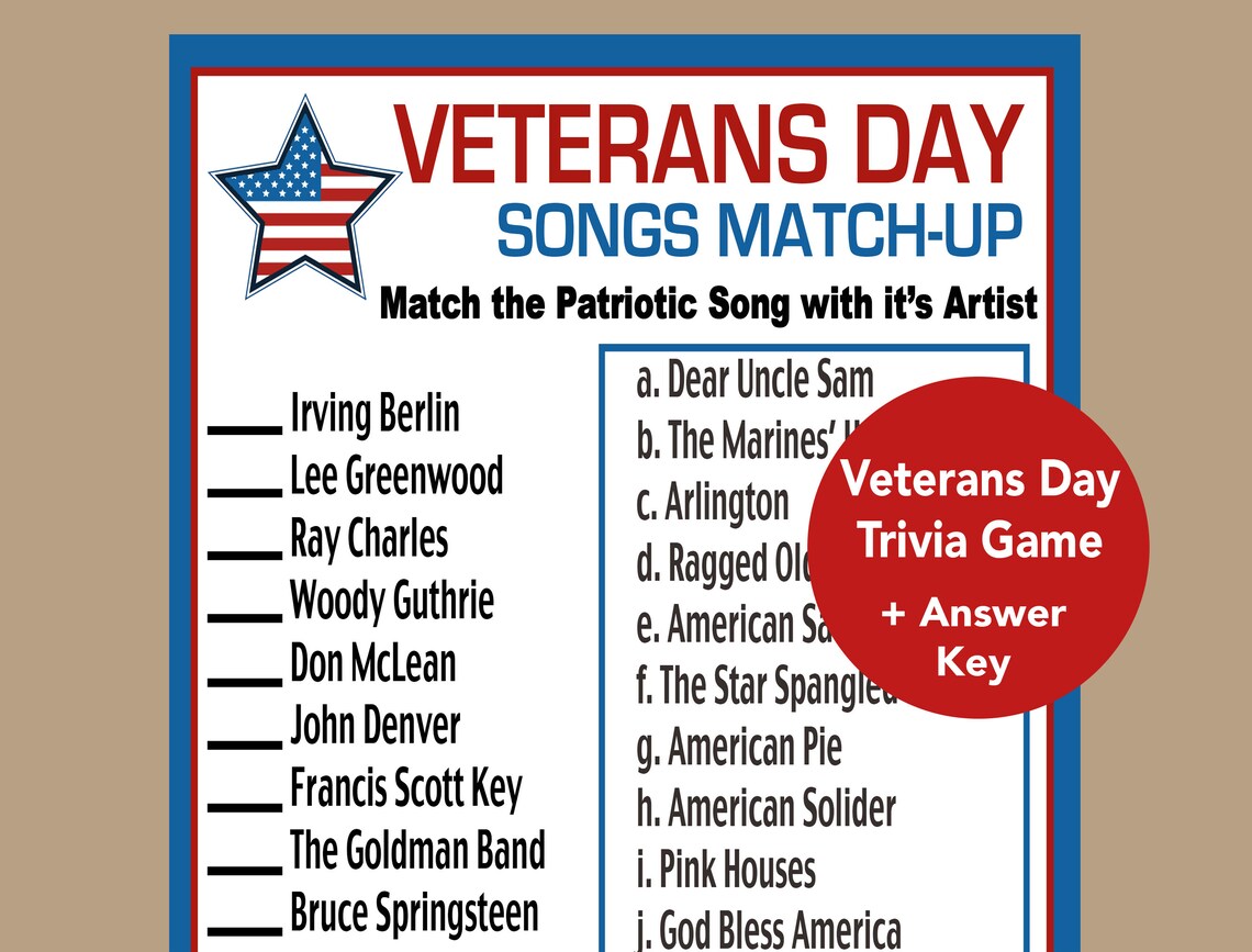 Veterans Day Games, Veterans Day Icebreaker, Veterans Day Quiz ...