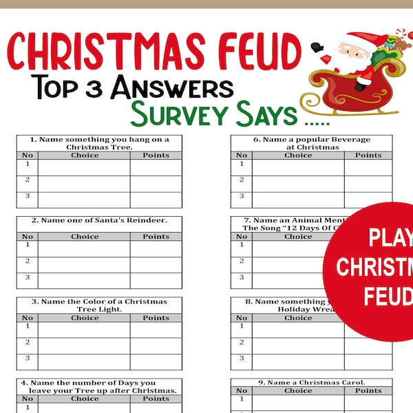 Christmas Family Feud - Etsy