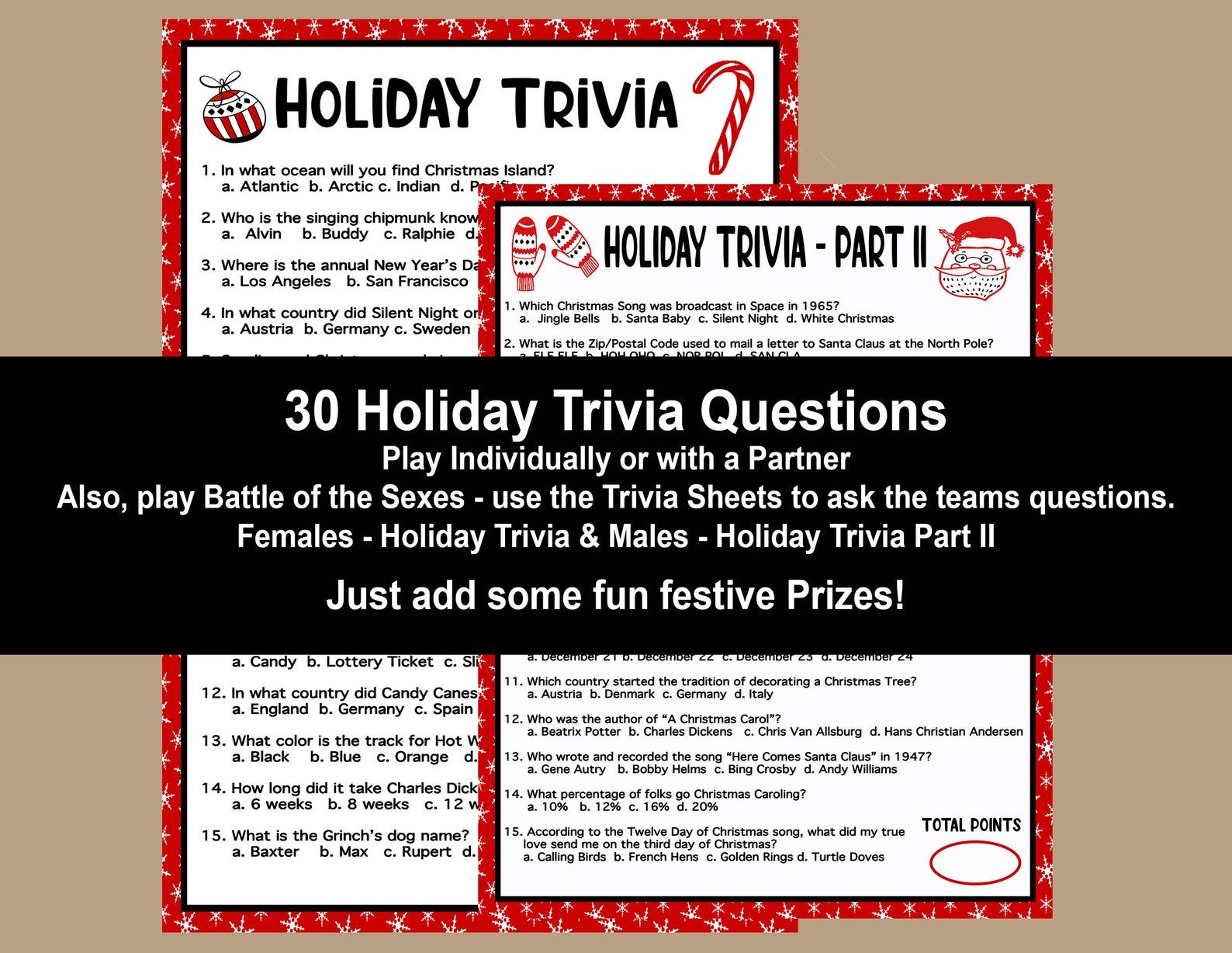 Holiday Trivia Games, Christmas Trivia, Christmas Printable Game ...