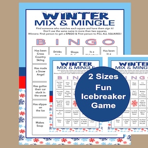 Winter Mix and Mingle Bingo, Large Group Games, Holiday Bingo, Winter ...