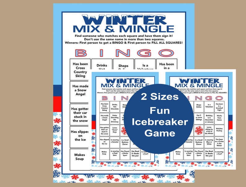 Winter Mix and Mingle Bingo, Large Group Games, Holiday Bingo, Winter ...