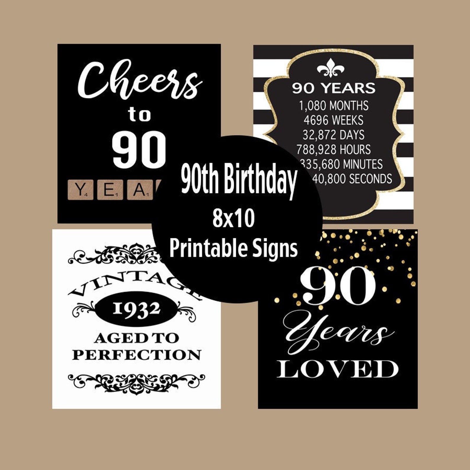 90th Birthday Decorations 90 Birthday Party Posters 90th - Etsy