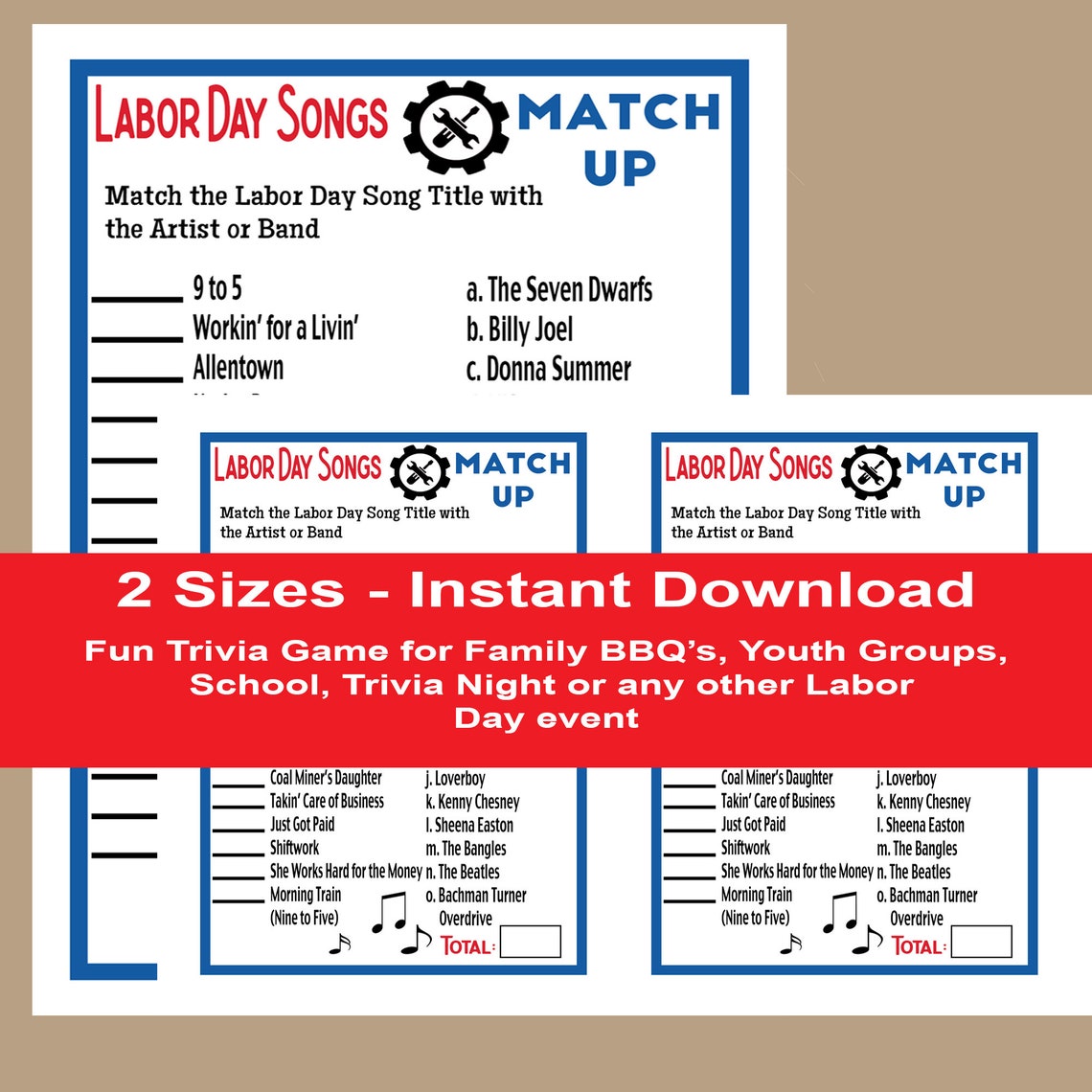 Labor Day Song Trivia Game American Songs Trivia Game - Etsy