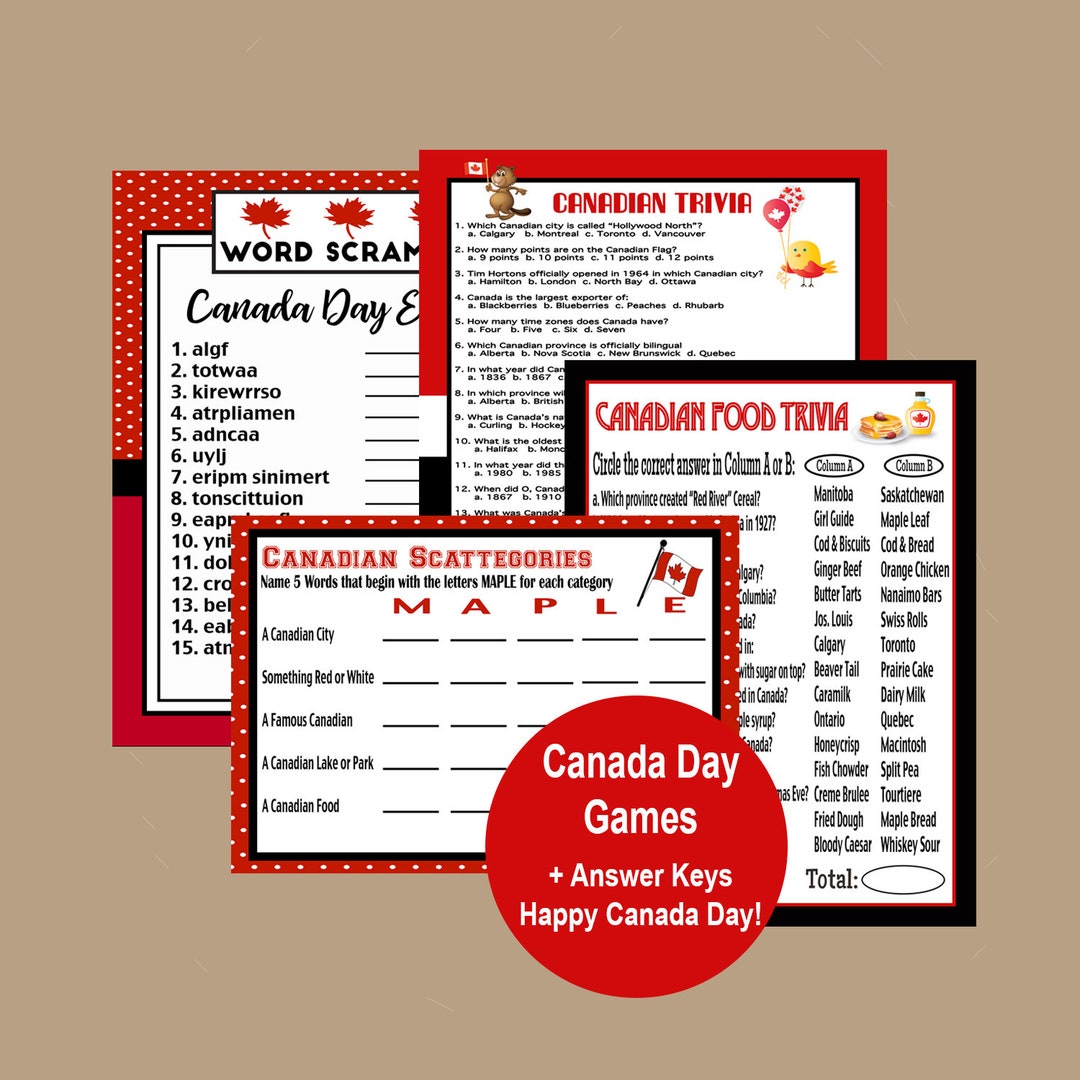 Canada Day Games, Canadian Trivia Games, Family Canada Day Games, Adult ...