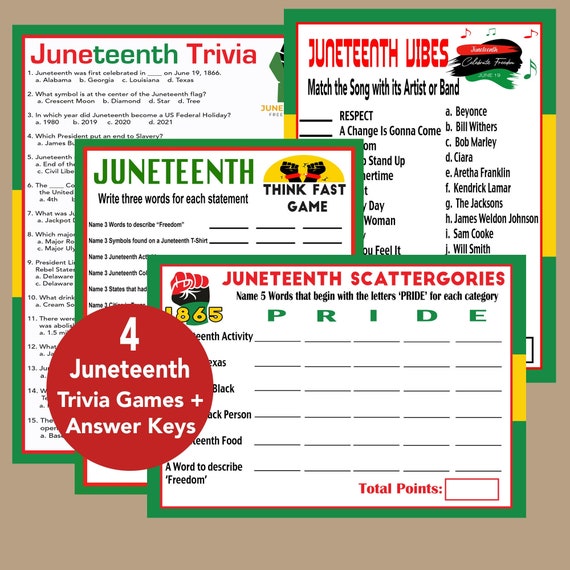 Juneteenth Games Juneteenth Trivia Juneteenth Quiz African - Etsy