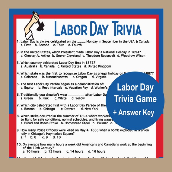 Labor Day Trivia Game American Game Patriotic Games Fun - Etsy