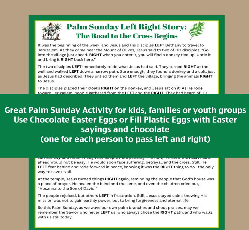 Palm Sunday Game Bundle, Holy Week Left-right Story and Bible Trivia ...