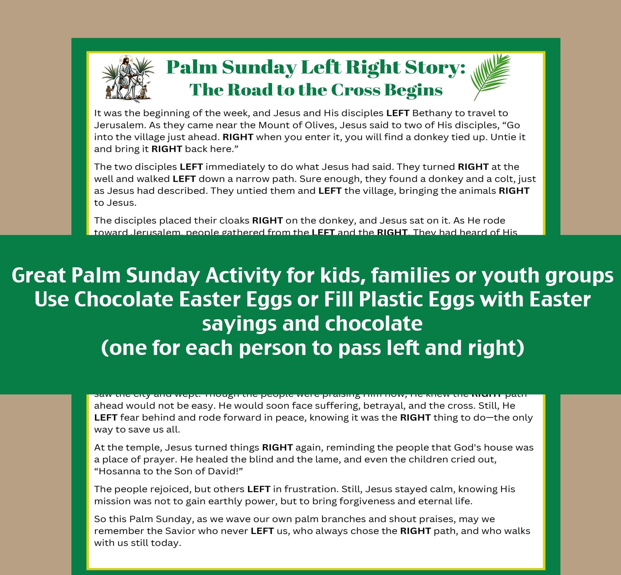 Palm Sunday Game Bundle, Holy Week Left-right Story and Bible Trivia ...