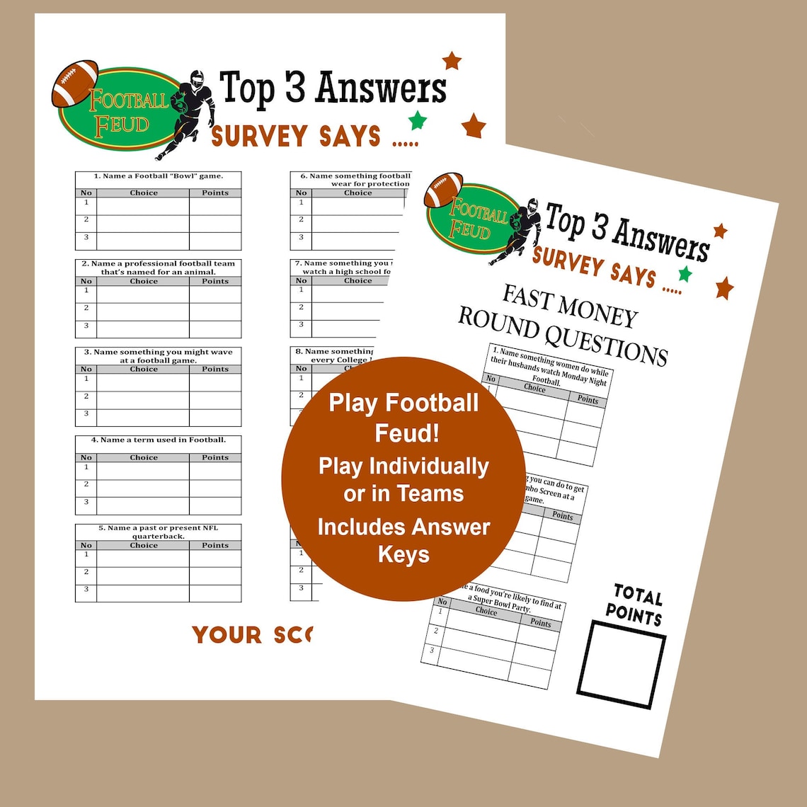 Football Family Feud Game, Football Trivia Game, Sports Trivia Game ...