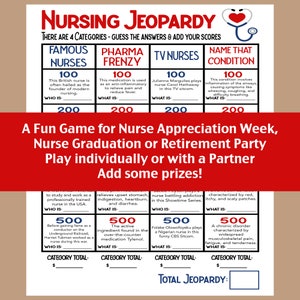 Nurse Appreciation Game, Nurse Jeopardy Game, Nurse Trivia Game, Nurse ...