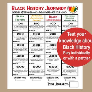 Black History Jeopardy, Black History Trivia Game, African American ...