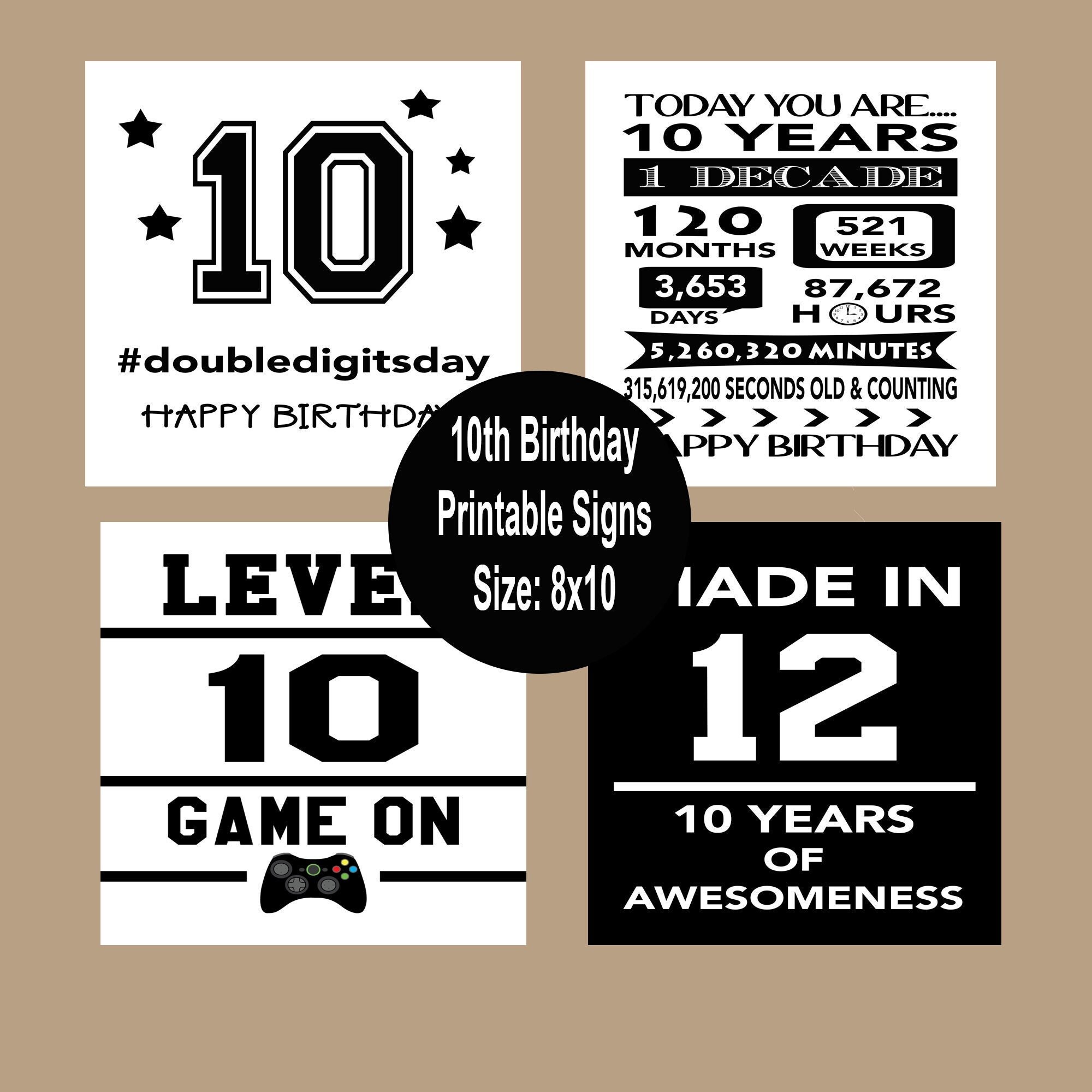 10th Birthday Signs 10 Birthday Party Decorations 10th | Etsy