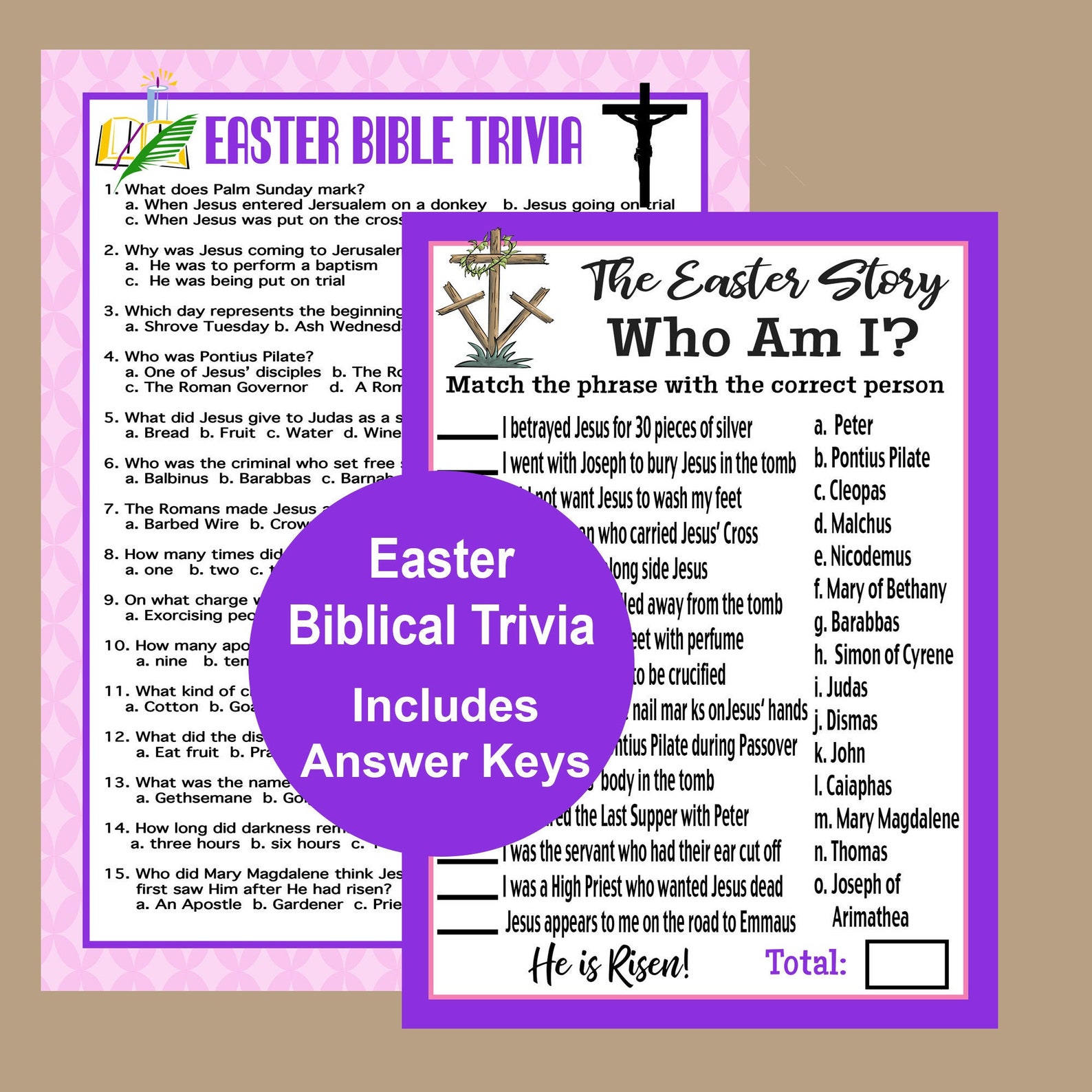 Easter Religious Games, Easter Bible Trivia Easter Printable Party ...