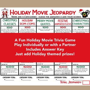 Christmas Movie Jeopardy Game, Christmas Movie Trivia Game for Teens ...