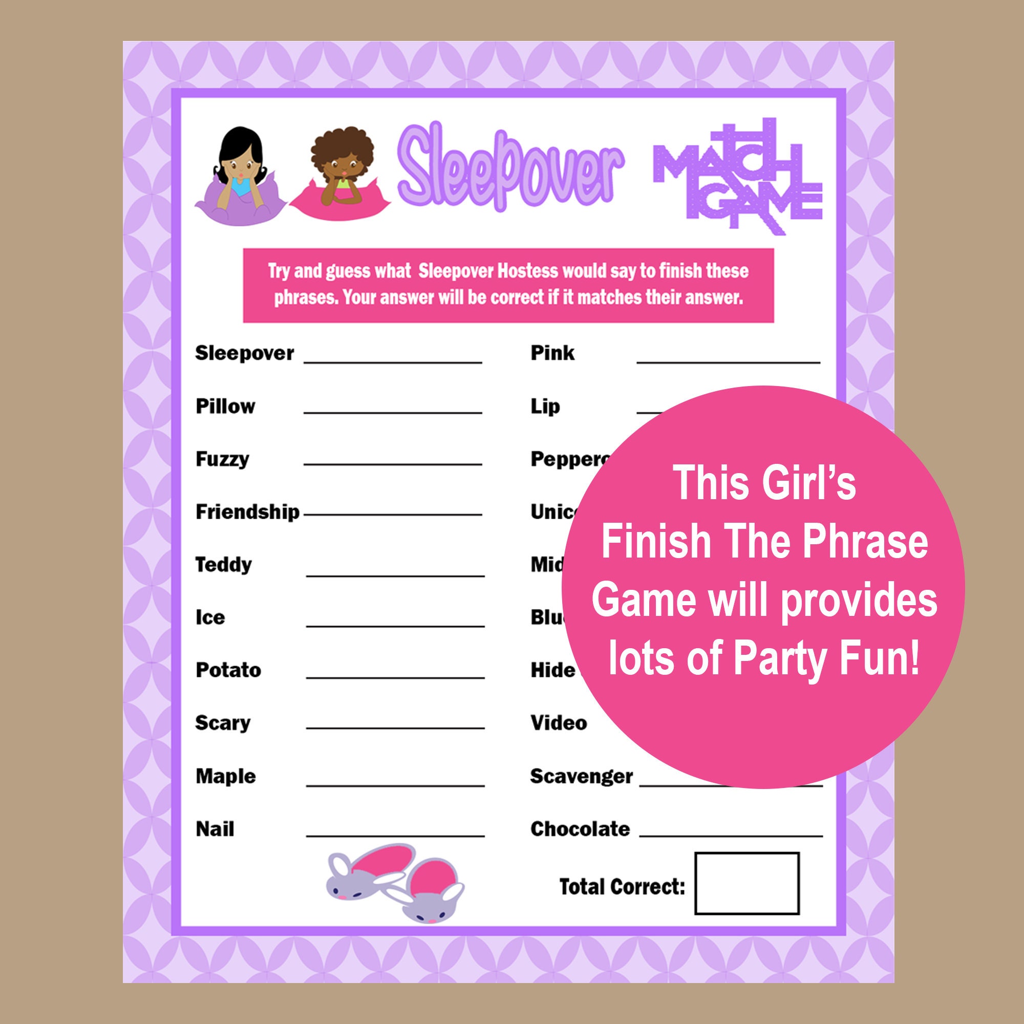 Girls Birthday Party Games Girls Sleepover Games Slumber - Etsy