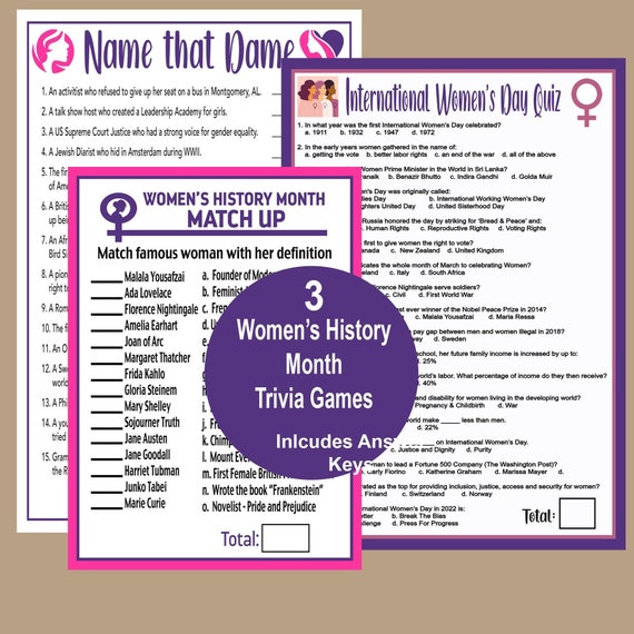 Women's History Month Trivia Famous Women Trivia March | Etsy