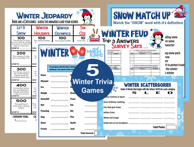 Winter Games, Winter Trivia Games, Winter Group Game, Winter Jeopardy ...