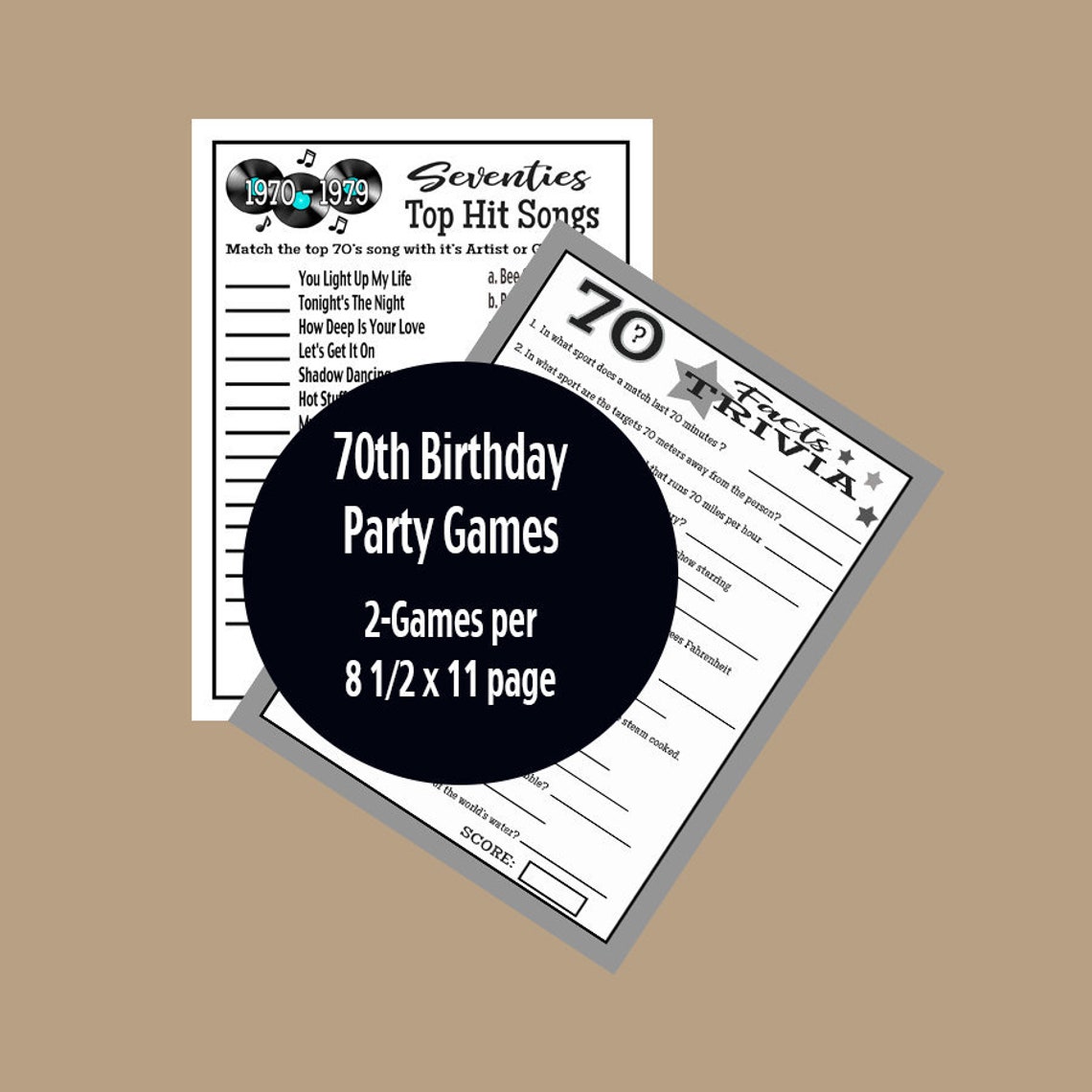 70th Birthday Party Games Adult Party Games Facts About 70 Etsy