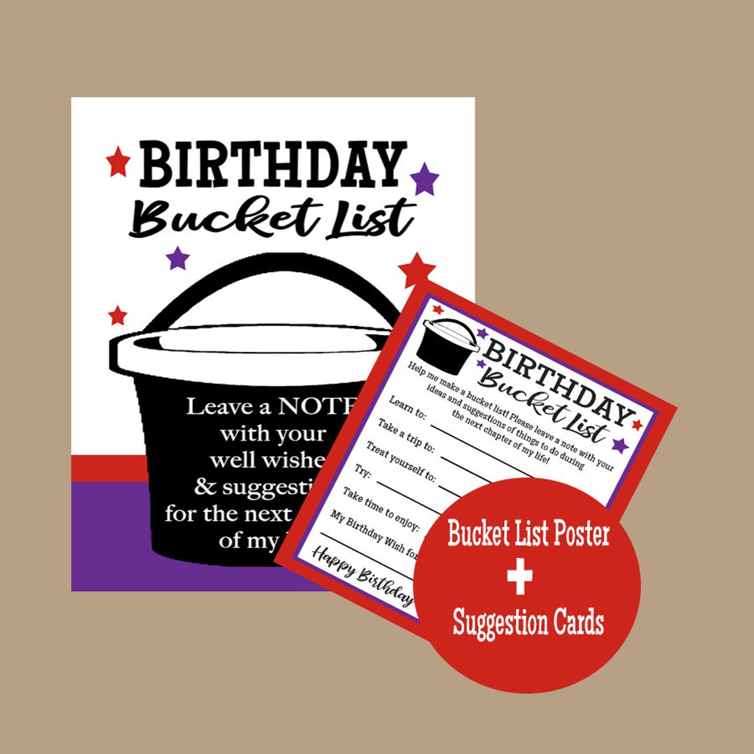 Bucket List Suggestions, Birthday Bucket List Sign, Birthday Party ...