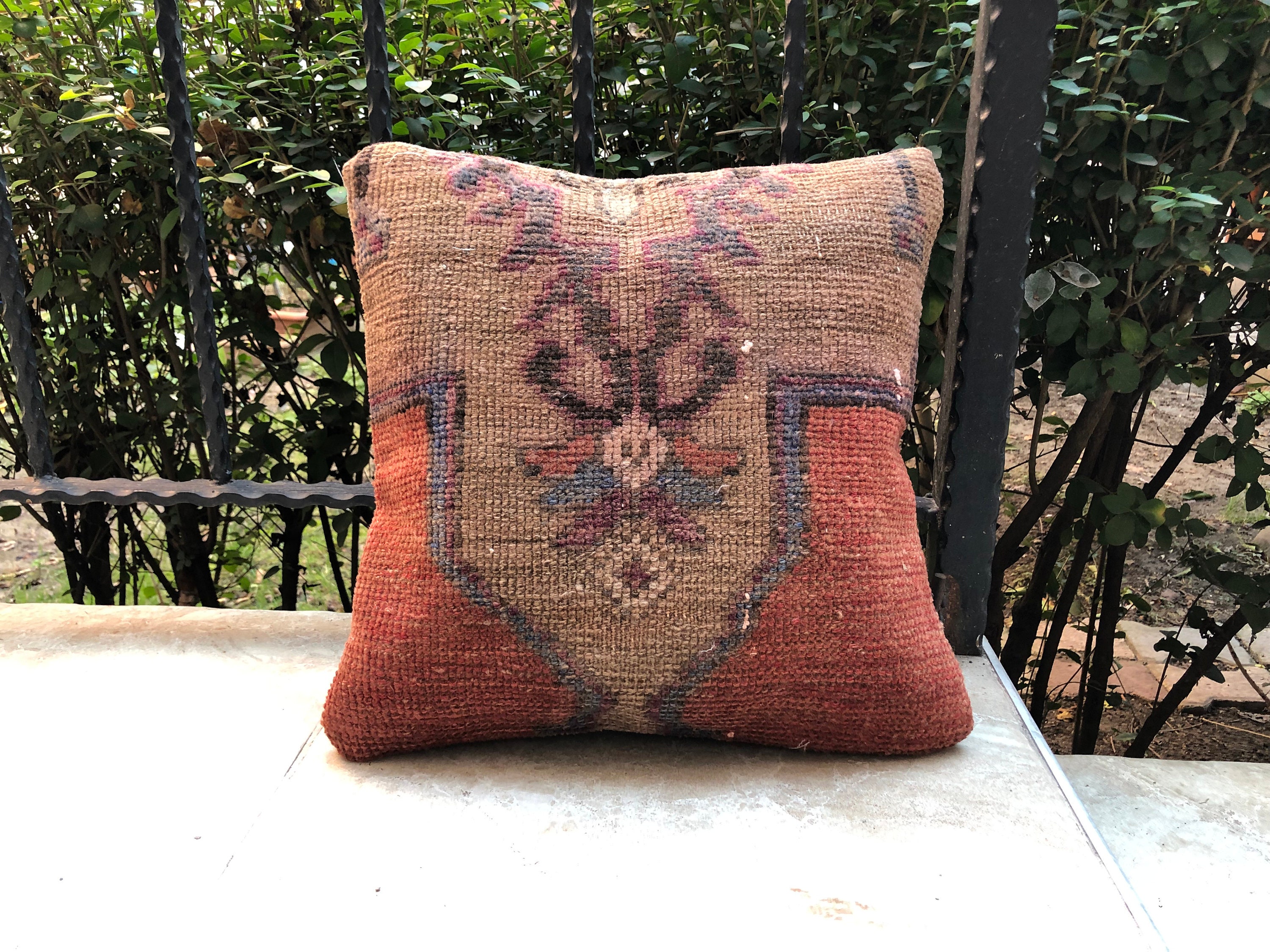 Vintage Rug 16x16 Inches Pillow Cover Rug Hand Made Vool | Etsy