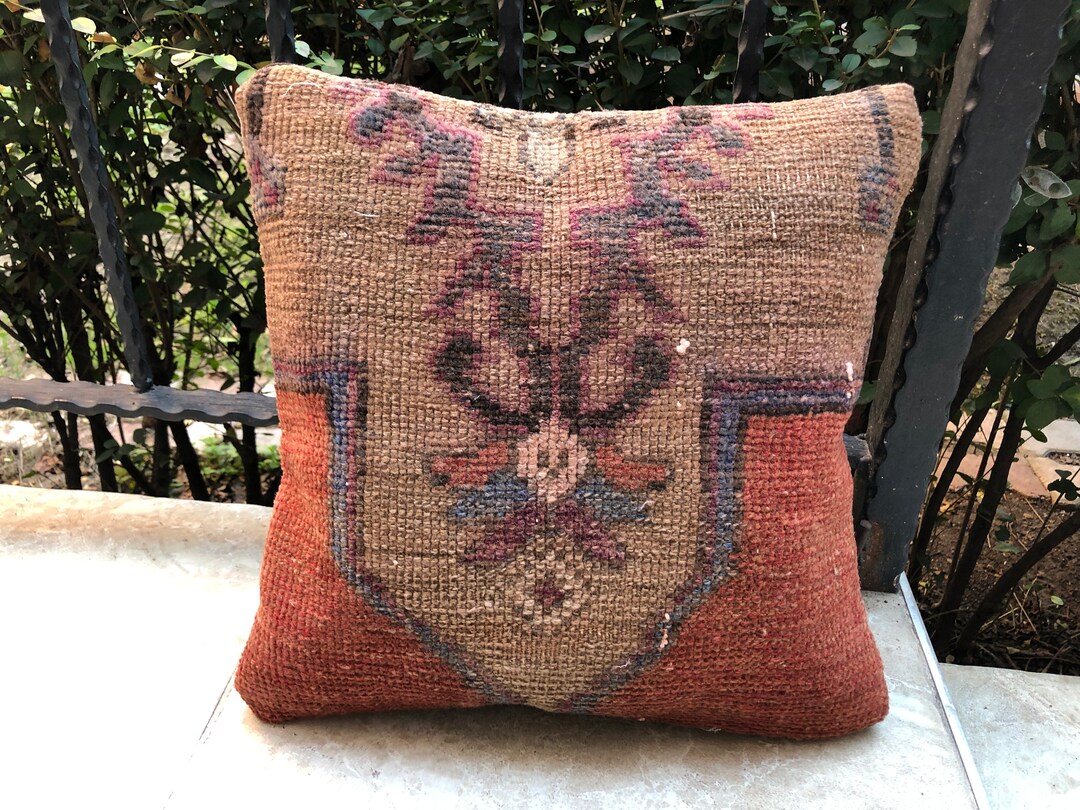 Vintage Rug 16x16 Inches pillow Cover Rug Hand Made Vool - Etsy