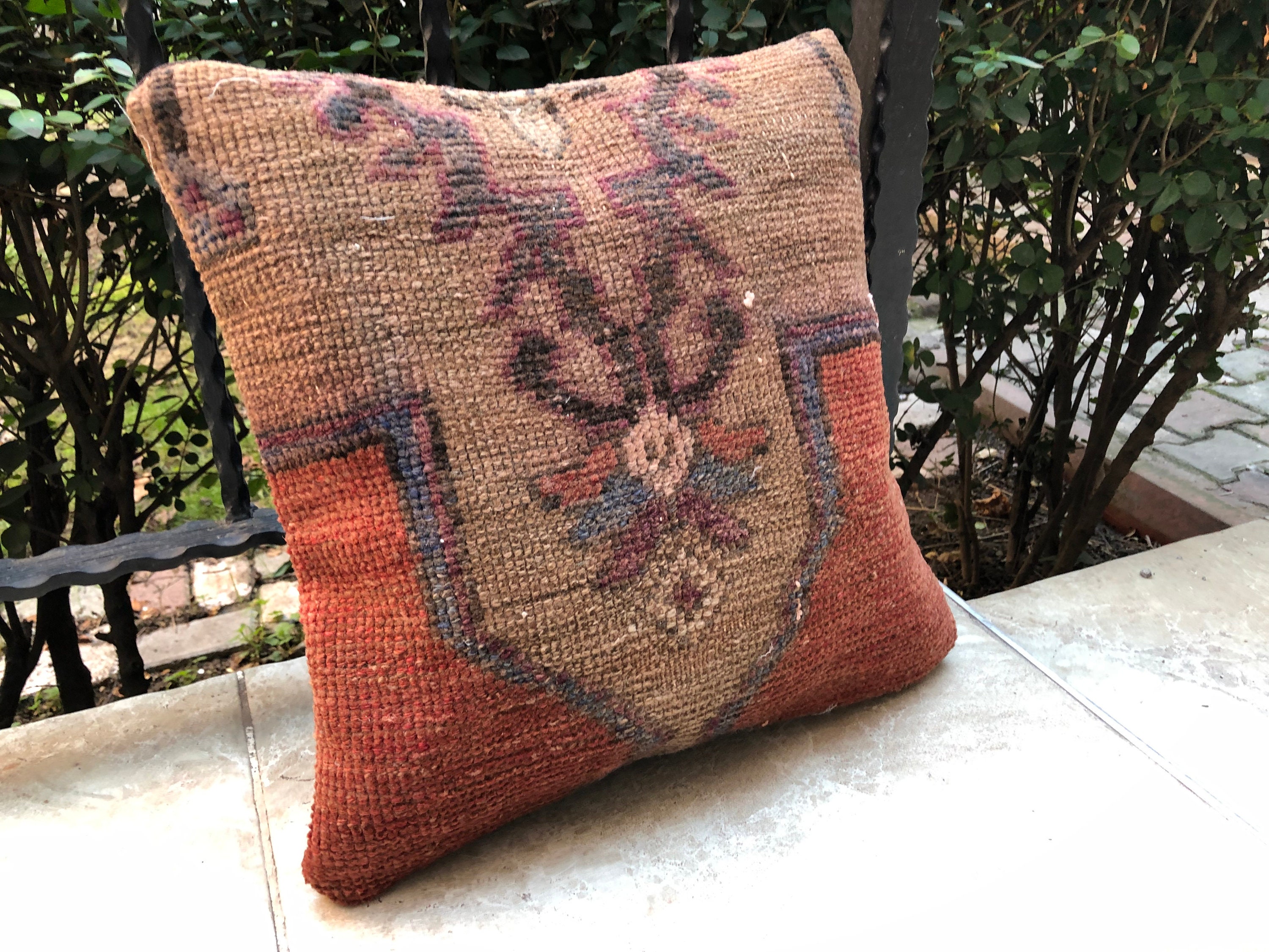 Vintage Rug 16x16 Inches Pillow Cover Rug Hand Made Vool | Etsy