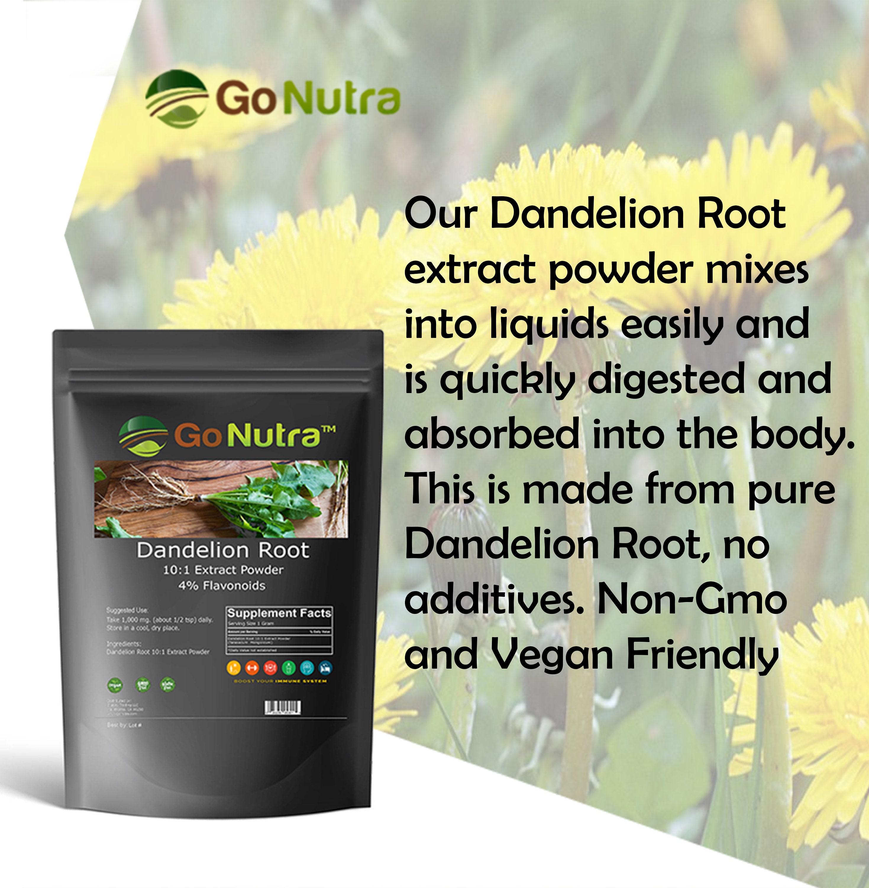 Dandelion Extract 10:1 Root Powder -16 Oz | Taraxacum Officinale | Go ...