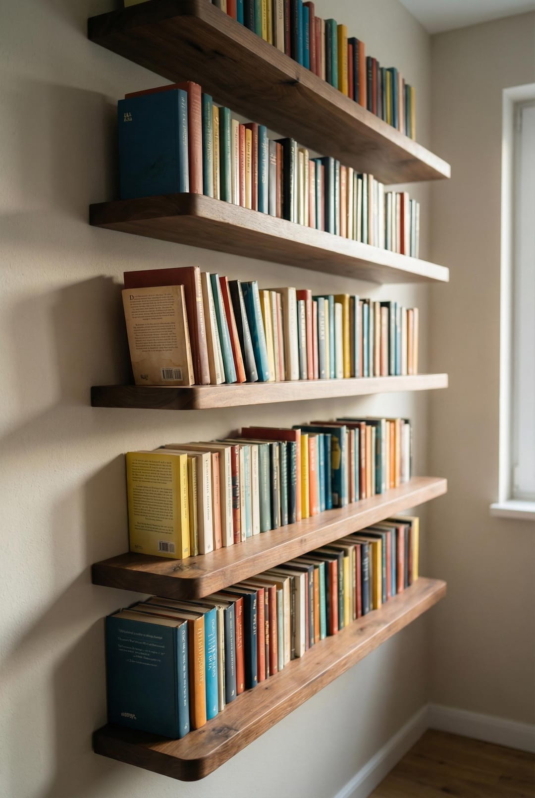 Rounded Edge Walnut Floating Shelf - Modern Wooden Wall Bookshelf - Etsy