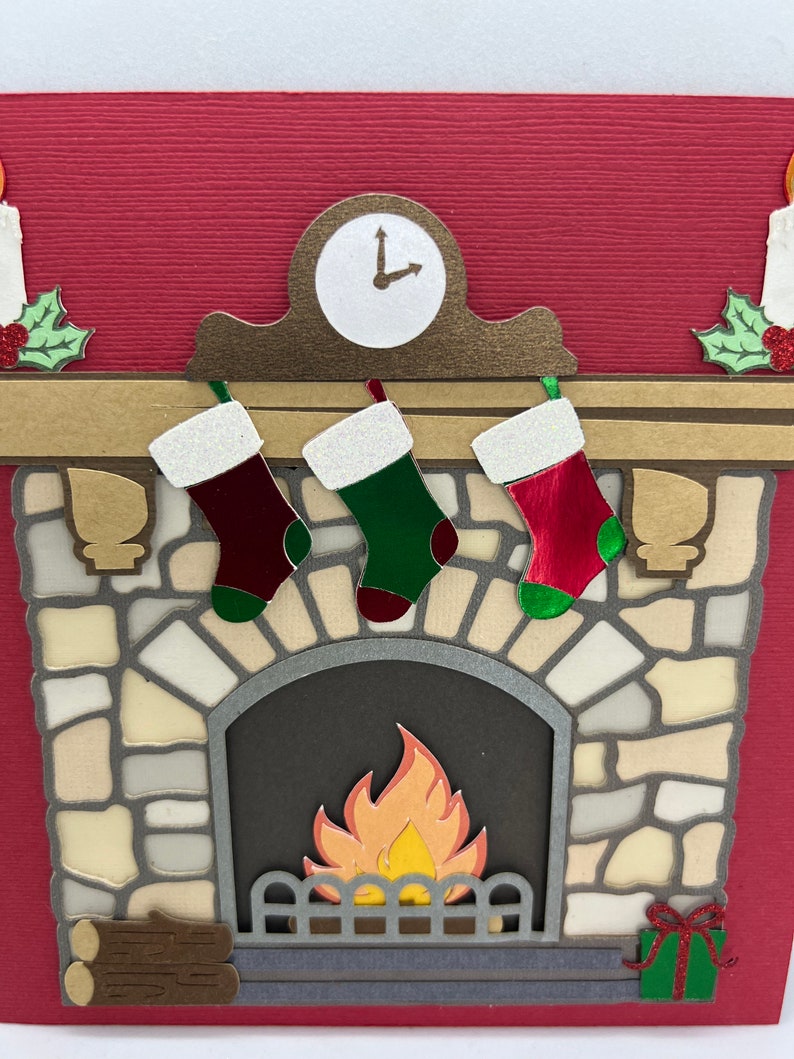 Charming 3D Fireplace Christmas Card - Etsy