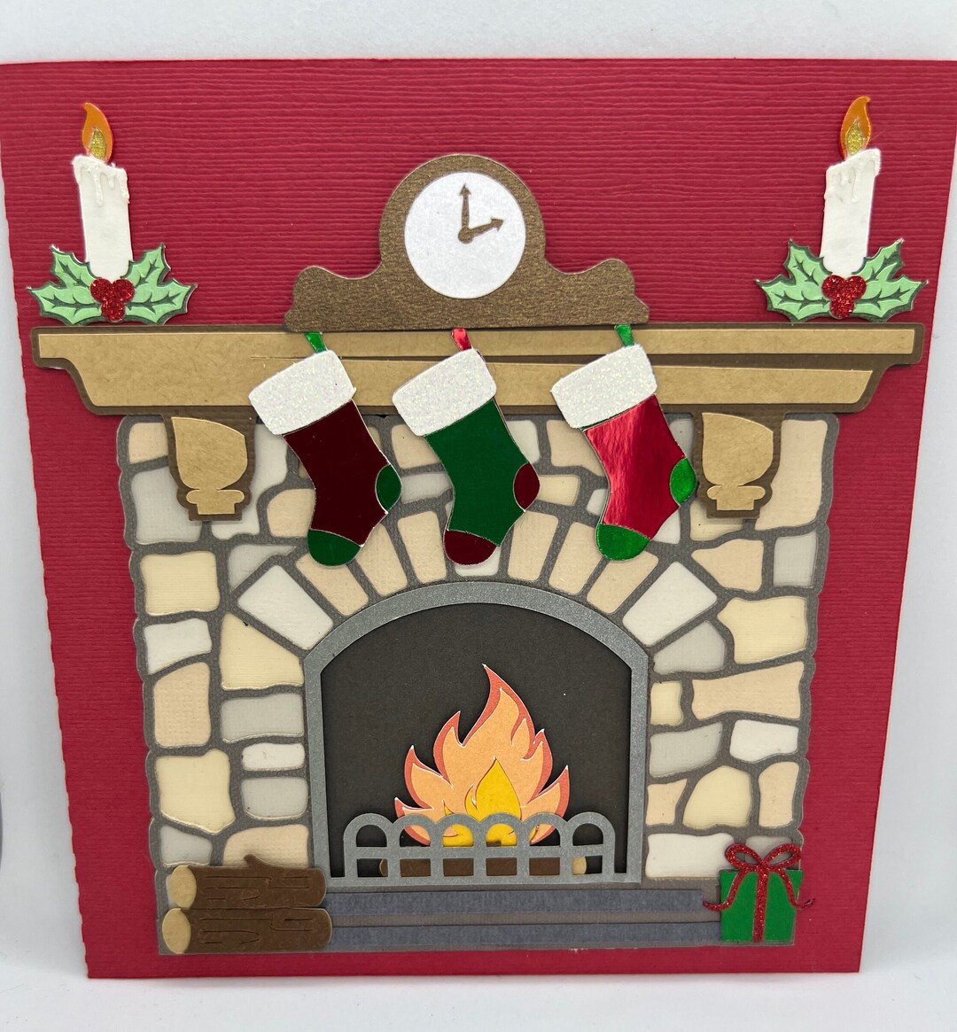 Charming 3D Fireplace Christmas Card - Etsy