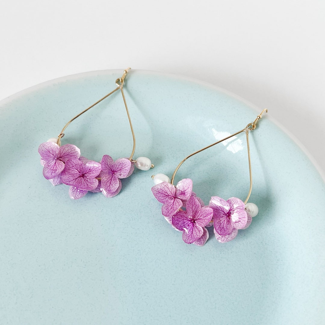 Resin Pressed Purple Pink Hydrangea Flower Wreath With Fresh Water ...