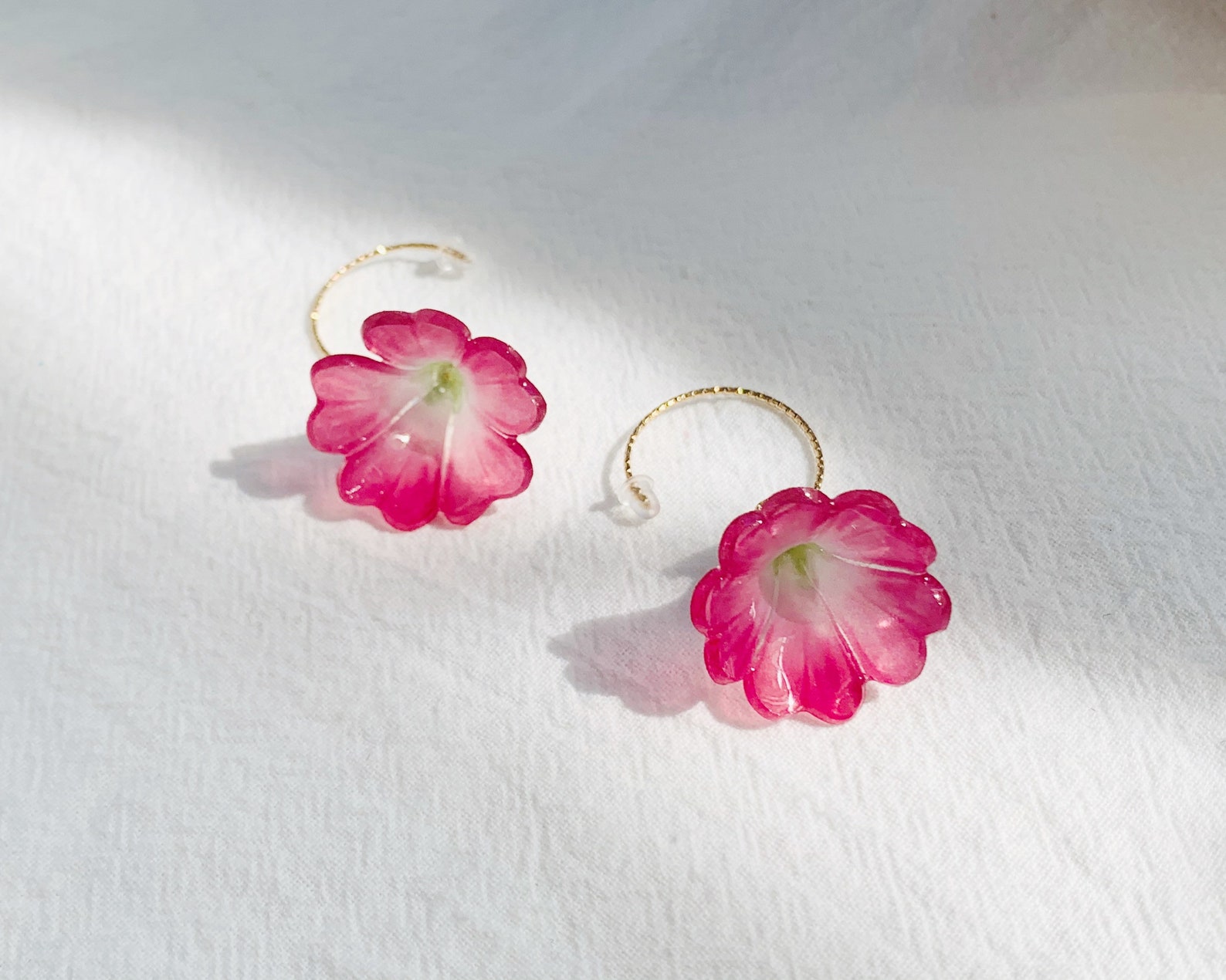 Hot Pink Shrink Dink Morning Glory Bell Flower Gold Plated - Etsy