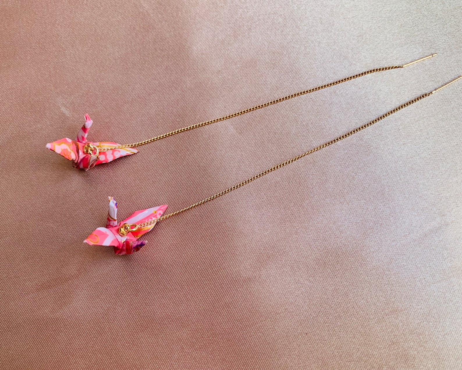 Origami Paper Crane Threader Earrings, Handmade Ear Threaders, the ...