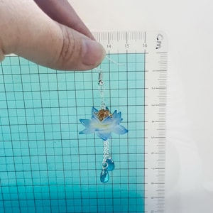 Shrink Plastic Blue Lotus Flowers With Seedpod and Crystal Drop Dangled ...