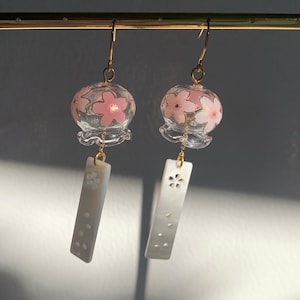Japanese Wind Chime Furin Glass Sakura Cherry Blossom Flower With ...