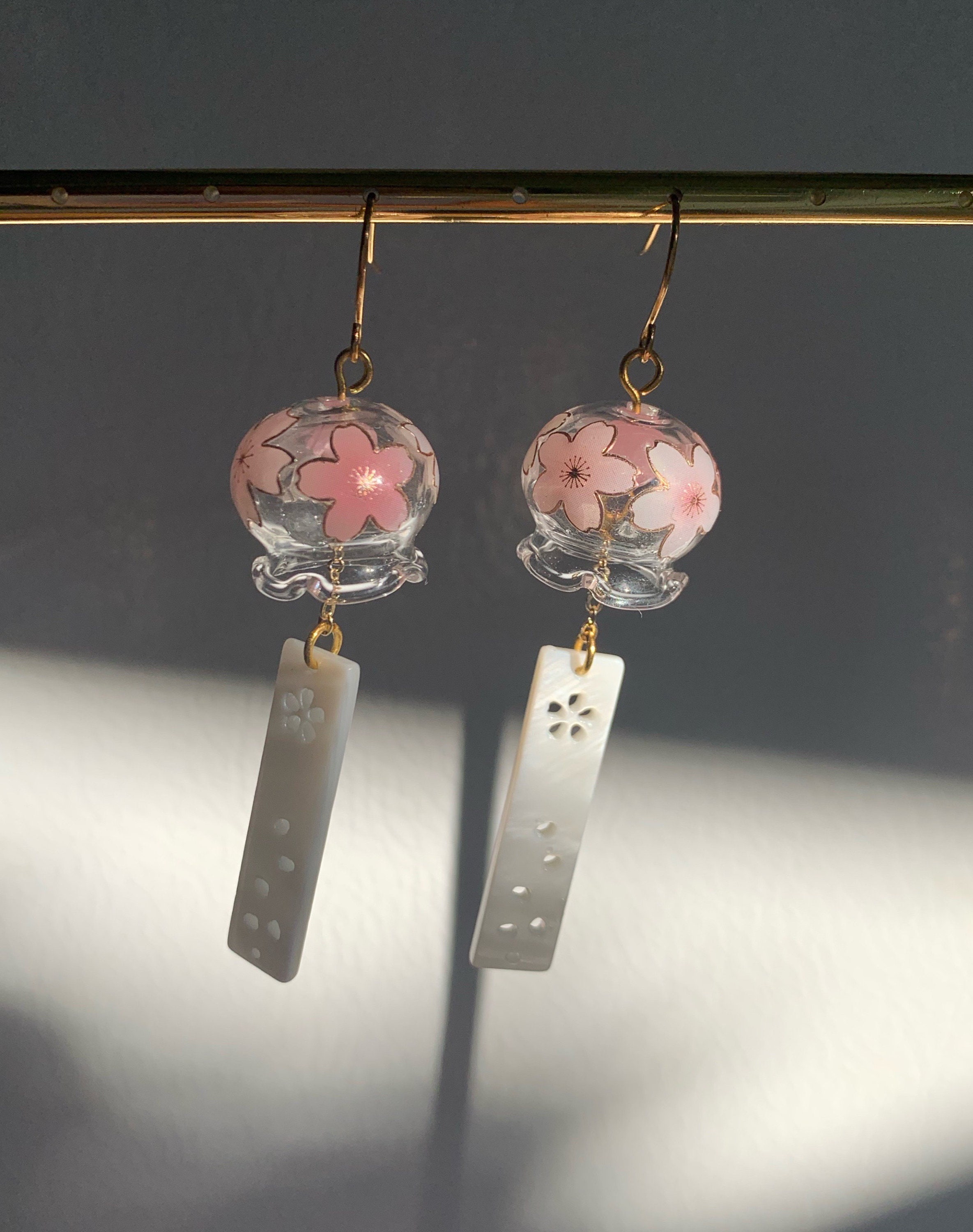 Japanese Wind Chime Furin Glass Sakura Cherry Blossom Flower With ...