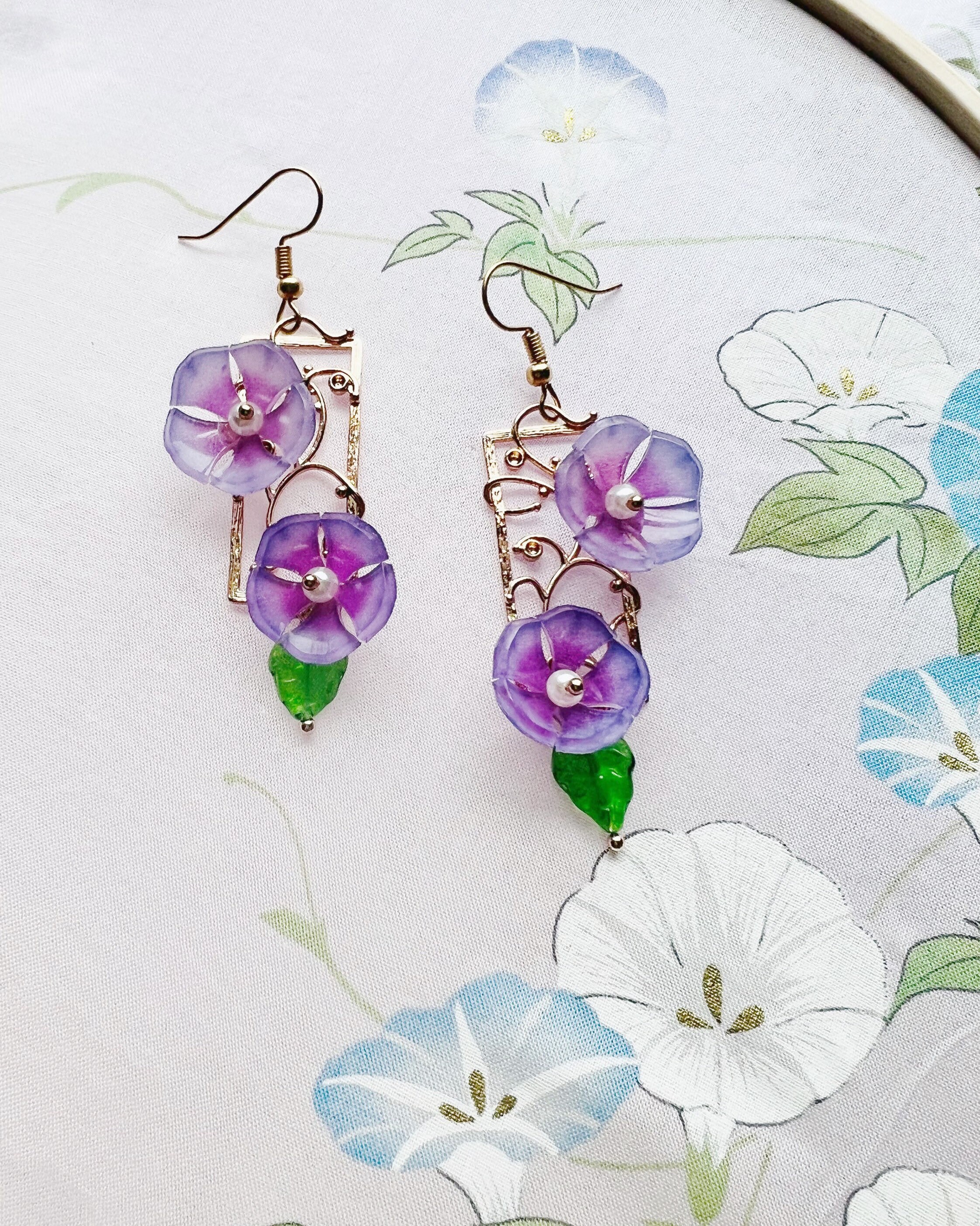 Shrink Plastic Blue Purple Morning Glory Convolvulus Flower on Vines ...