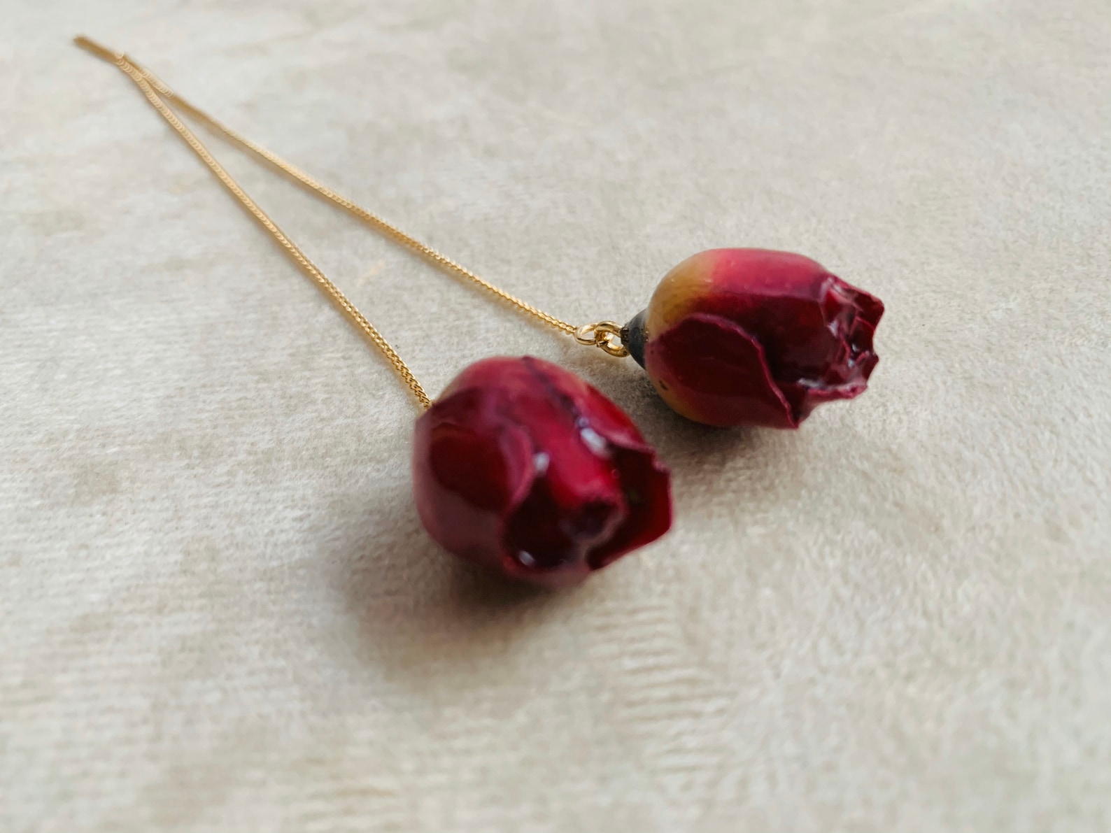 Real Pressed Rose Flowers Threader Earrings, Handmade Ear Threaders ...