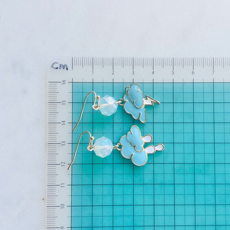 Enamel Blue Cloud With Rain Drops or Lighting Bolts Asymmetrical ...