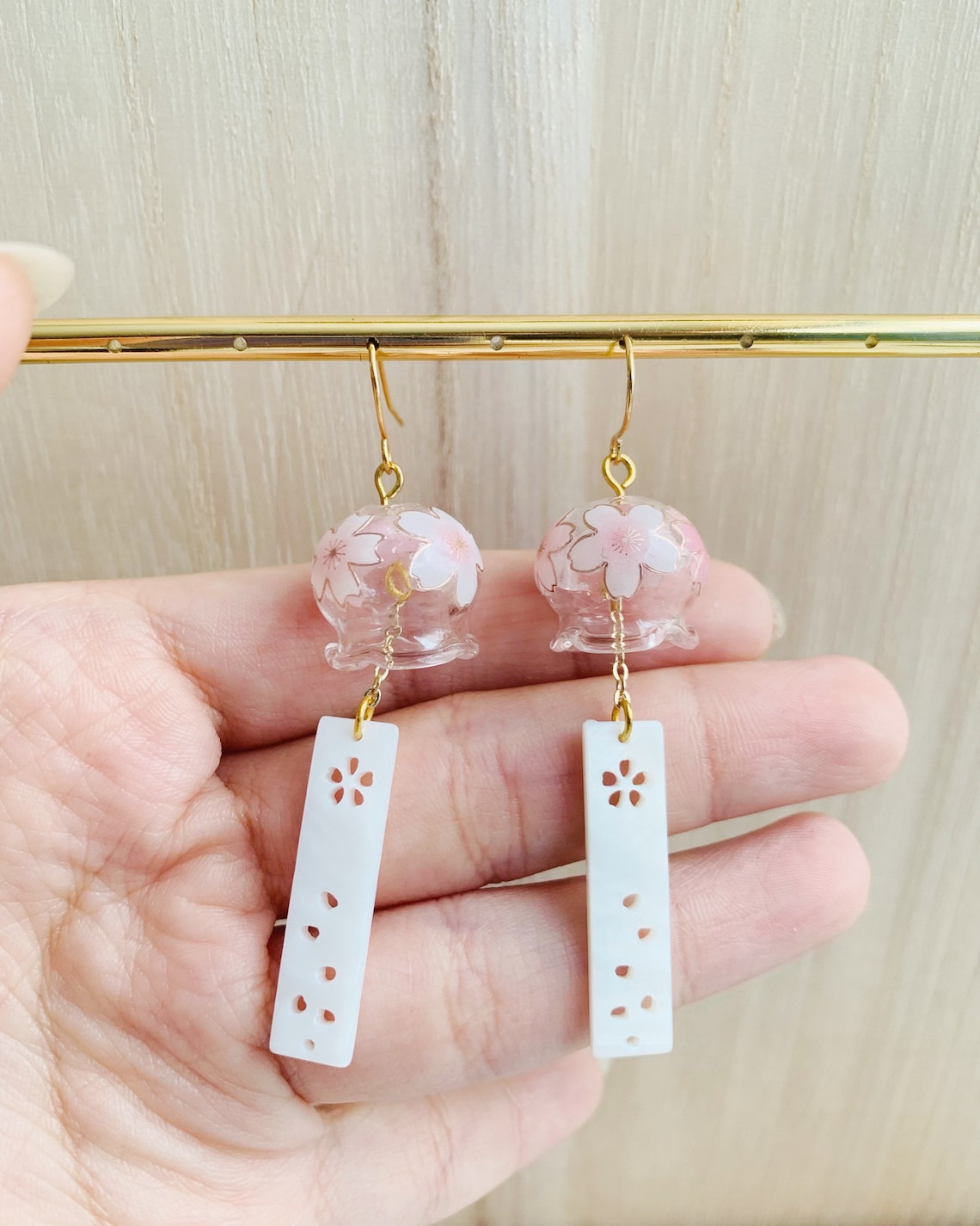 Japanese Wind Chime Furin Glass Sakura Cherry Blossom Flower - Etsy